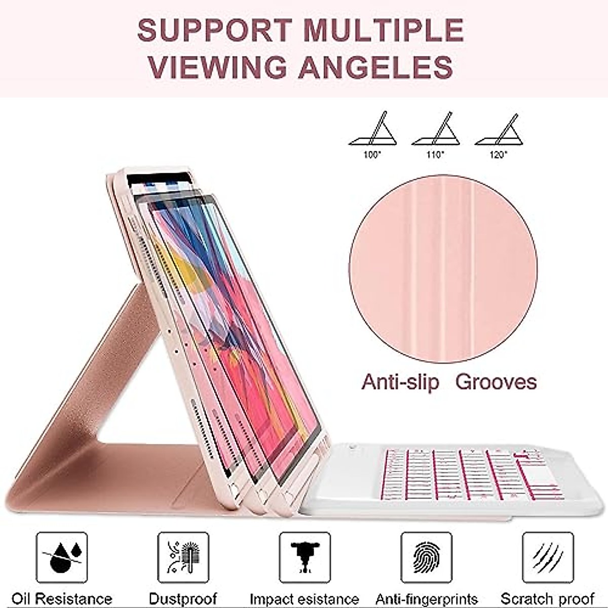 D DINGRICH iPad Pro 12.9 Case with Keyboard - Magnetically Detachable, Backlit, Type-C, Bluetooth Connection, for iPad Pro 6th/5th/4th/3rd Generation 12.9 inch - Pink