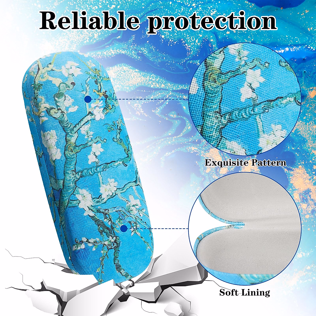 QSCFKL 4Pack Hard Shell Eyeglasses Case, Eye Glass Cases Womens Hard Shell With Cleaning Cloth Portable Eyewear Case for Women Men