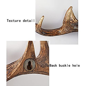 Mingoods Wall Hooks Deer Antler Rack Wall Mounted Cap Coat Clothes Hanger Scarves Towels Key Holder Antler Wall Decoration (Light Brown)