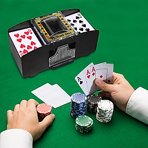 Hczswsy Card Shuffler 2 Deck, Automatic Card Shuffler Battery Operated, Battery Operated Casino Playing Card Shuffler for Home Card Games, Texas Hold'em, Blackjack