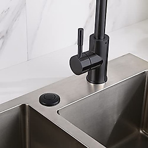 SINKINGDOM Garbage Disposal SinkTop Air Switch Kit with Long Button,Brass Made Cover,UL,Matte Black