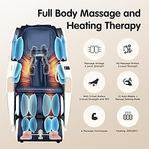 iBooMas Massage Chair,APP Control Massage Chairs Zero Gravity Full Body with Back and Calf Heating,Auto Leg Extension,SL Track,Thai Stretch,Foot Rollers,Airbags,Bluetooth,R8606(Blue)
