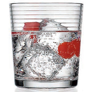 Palais Glassware Striped Collection; Striped Clear Glass Set of 4 DOF 13 Ounce Glasses, Classic Drinking Glass