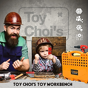 Toy Choi's 82pcs Kids Tool Bench Toy for Age 2-4 - STEM Construction Kid Tool Set Toddler Workbench with Realistic Tools Electric Drill, Build a Tool Bench for Kids Ages 3-5 4-7