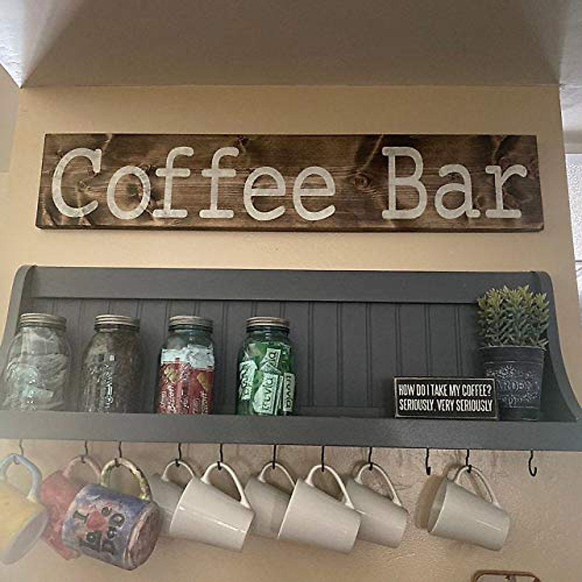 Mug Rack Coffee Bar, Container Storage and DIsplay