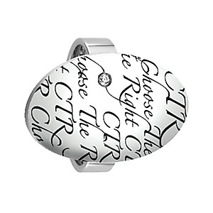 J135 - CTR Ring Stainless Steel w/Cubic zirconium "Script" (6)