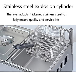 Commercial Gas Deep Fryer,10L Stainless Steel Large Capacity Fryers Restaurant Adjustable Firepower with Basket & Lid Air Fryer for Home and Commercial,C Set