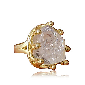 Raw Herkimer Diamond Crown Setting Ring Mother's Day Gift (5)