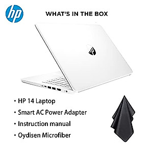 2021 Newest HP Premium 14-inch HD Laptop, Intel Dual-Core Processor Up to 2.8GHz, 4GB RAM, 64GB eMMC Storage, Webcam, Bluetooth, HDMI, Wi-Fi, White, Windows 10 with 1 Year Microsoft 365