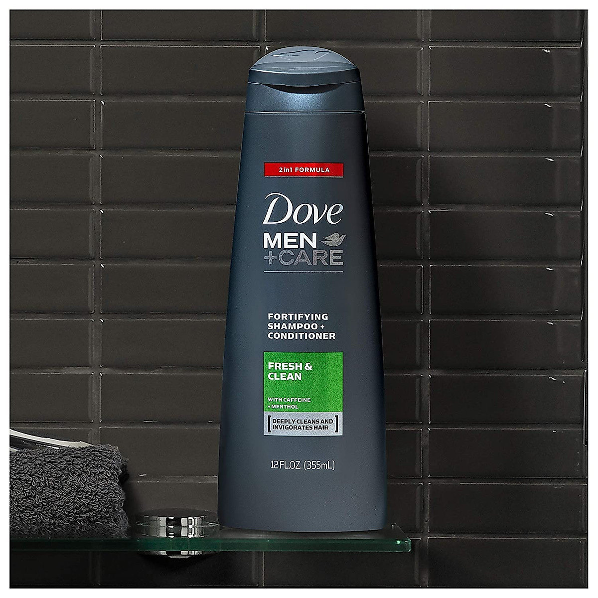 Dove Men+Care Fortifying 2 in 1 Shampoo and Conditioner, Fresh and Clean for Normal to Oily Hair with Caffeine and Menthol to Help Strengthen & Nourish Hair, 12 fl oz, Pack of 2