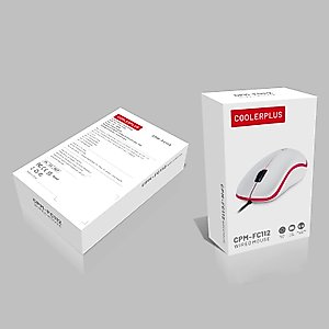 COOLERPLUS FC112 USB Optical Wired Computer Mouse with Easy Click for Office and Home, 1000DPI, Premium and Portable,Compatible with Windows PC, Laptop, Desktop, Notebook (Black)