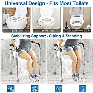 UGarden Stainless Steel Toilet Safety Rail, 350lbs Safety Frame for Toilet, Adjustable & Detachable Stand Alone Toilet Safety Rails, Toilet Frame for Elderly Adults - Fits Most Toilets