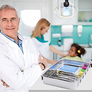 201 Stainless Steel Surgical Tray - Professional Dental Instrument Tray Medical Disinfection Dish with Lid & Recessed Handle Grip