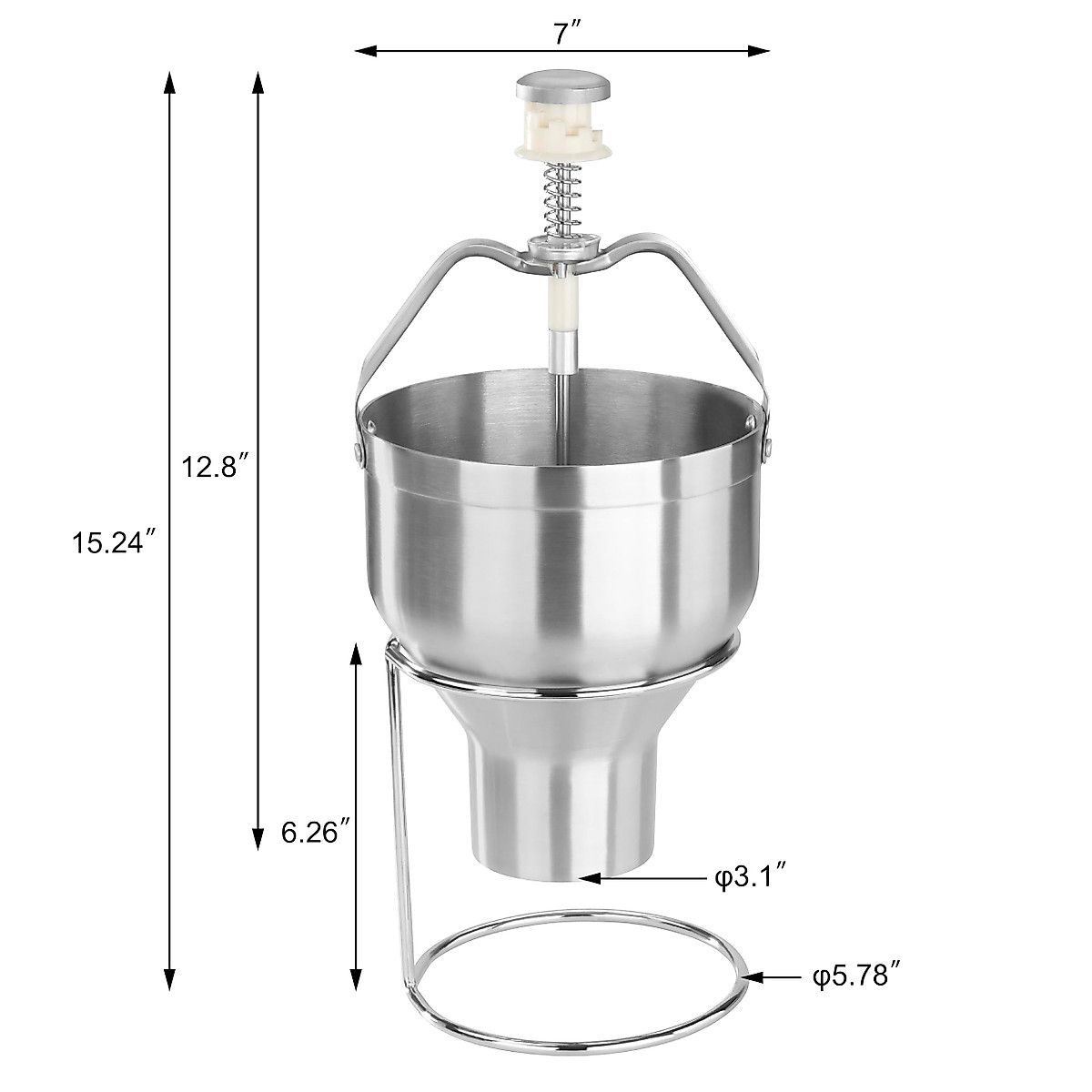 New Star Foodservice 37470 Commercial Grade Stainless Steel 18/8 Pancake Dispenser with Stand, Silver