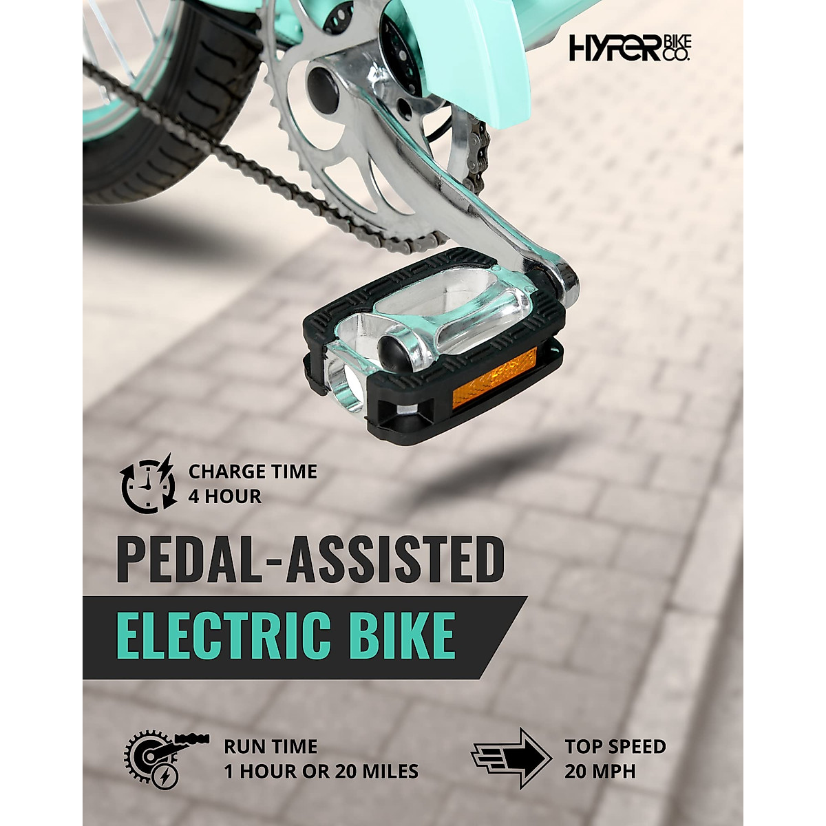 Hyper Bicycles E-Ride 26" Ladies 36V Electric Cruiser E-Bike with Pedal-Assist, 250W Motor, Turquoise