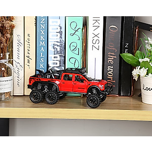 SASBSC Toy Pickup Trucks for Boys F150 Raptor DieCast Metal Model Car with Sound and Light for Kids Age 3 Year and up RED