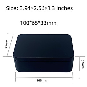 OVELCH 4pcs Rectangular Tin Box with Lid - 6-Pack Empty Tin Can Storage Container for Treats, Gifts, Favors and Crafts Black 3.94x2.56x1.3 Inches