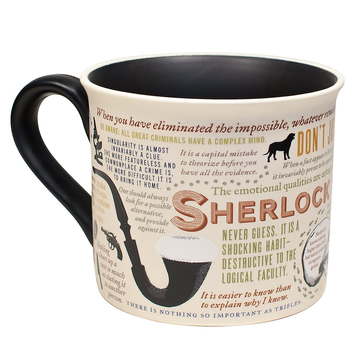 The Unemployed Philosophers Guild Sherlock Holmes Coffee Mug - Featuring Quotes from the Famous Detective, Rules of Deduction, Intriguing Images, and More, Comes in a Fun Box, 14 oz.
