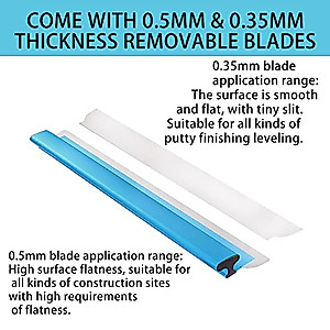 BXGTECH Drywall Tools Skimming Blade with Extension Handle - 12", 22" & 32" Blades Extruded Aluminum 301 Stainless Steel Construction Tools End Caps, Wall-Board with 0.5mm&0.35mm Thickness blue