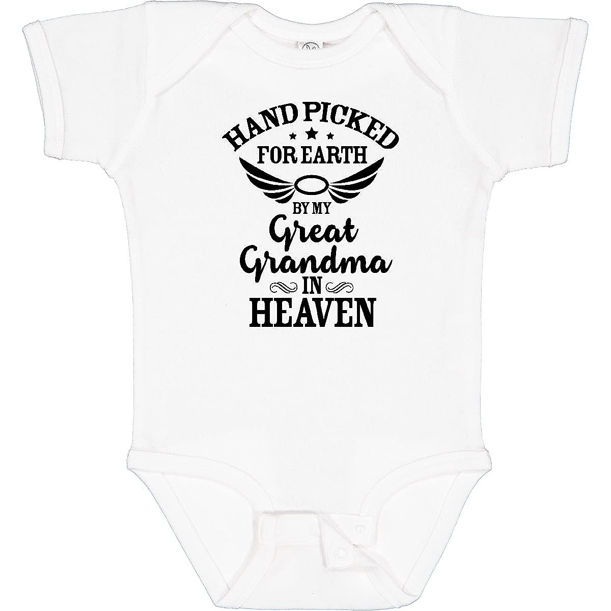 inktastic Handpicked for Earth By My Great Grandma in Heaven Baby Bodysuit Newborn 0020 White 37291