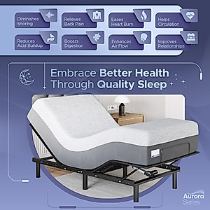 Celestial Aurora Adjustable Bed Base (Frame) + 12 inch Gel Memory Foam Mattress (Medium Soft), Easy Assembly, Head and Foot Lift, Zero Gravity, Memory Positions, CertiPUR-US Bed - TwinXL