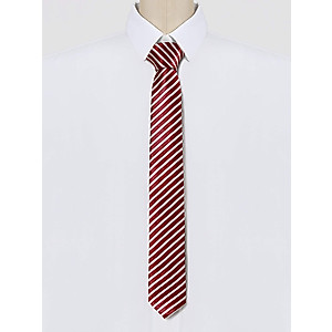 Allegra K Men's Stripe Classic Self-Tied Necktie Skinny Tie Slim Ties for Business Casual One Size Red