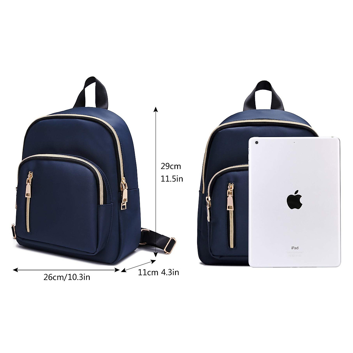 YANAIER Women Mini Backpack Purse Water resistant Nylon Fashion College Bag Casual Daypack Navy