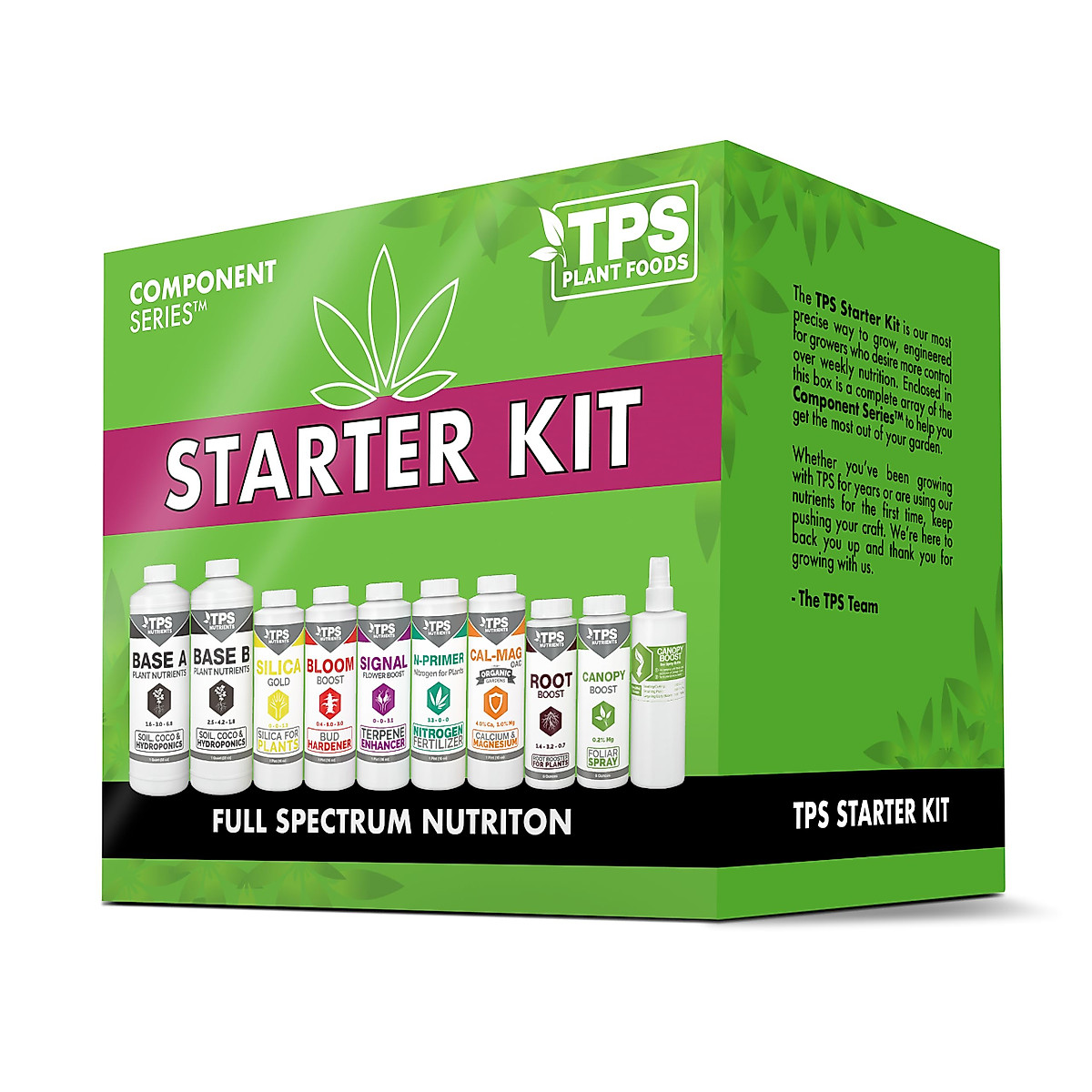 TPS Nutrients Complete Plant Nutrient Starter Kit, Fertilizer for Veg Through Bloom - Plus Guide and Foliar Spray Bottle