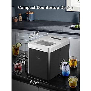 Ice Maker Countertop WANAI Portable Ice Making Machine with Ice Basket & Ice Scoop 33lbs Ice in 24Hrs L&S Bullet Size for Home Kitchen Party Bar