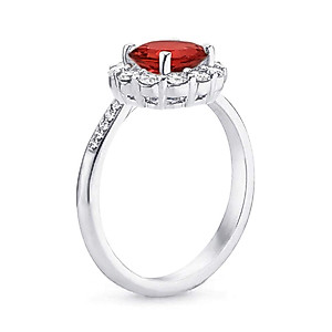 IVY & BAUBLE White Gold-Plated Halo Set Solitaire Cubic Zirconia Engagement Rings for Women | Simulated July Birthstone| Size 10