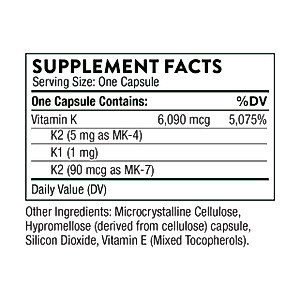 THORNE Vitamin K (Formerly 3-K Complete) - Vitamins K1 and K2 (as MK-4 and MK-7) - Supports Strong Bones - 60 Capsules