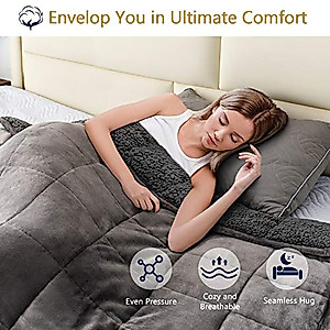 Mr.Sandman Weighted Blanket Adults 15lbs for Queen Size Bed, Soft Sherpa Heavy Blanket Relieves Pressure with Premium Microbeads - 60"x80" Grey