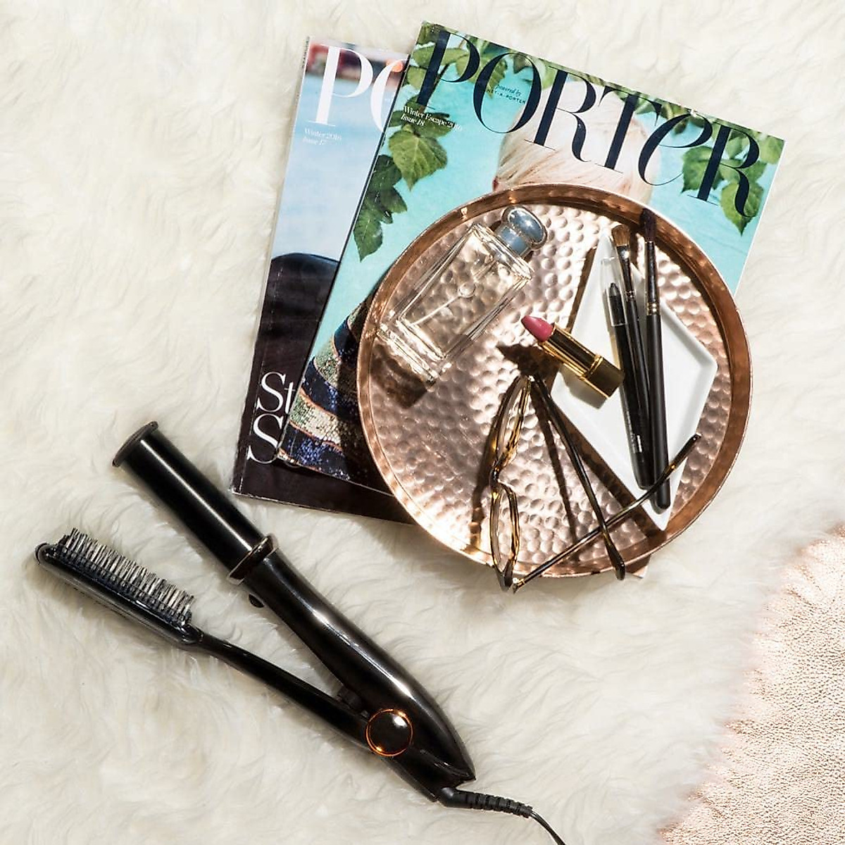 InStyler Max 1.25" Black 2-Way Rotating Iron with Sectioning Comb - Heated Tourmaline Ceramic Barrel Straightens Without Creasing for Blowout Styling & Increased Hair Volume - For All Hair Types