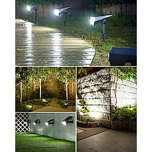 Biling Solar Spot Lights Outdoor, Bright 700 Lumen Solar Lights Outdoor Waterproof IP67, Solar Landscape Lights Uplights for House Patio Pathway Yard Garden Driveway Pool - White(4 Pack)