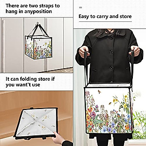 Kigai Flowers and Animals Cube Storage Bins, 13x13x13inch Collapsible Fabric Storage Cubes Organizer with Handles Decorative Storage Baskets for Home, Shelf, Closet