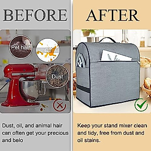 Stand Mixer Cover, Kitchen Aid Mixer Cover Compatible with 4.5-5 Qt Tilt-Head Stand Mixer, Dust Cover with 3 Pockets & 8 Pcs Appliance Sliders, Kitchen Aid Mixer Accessories, Red