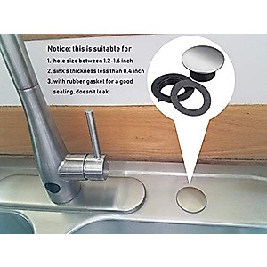 Onwon 2 Pieces Kitchen Faucet Hole Cover Sink Tap Hole Cover Brushed Stainless Steel, 1.2 to 1.6 Inch in Diameter