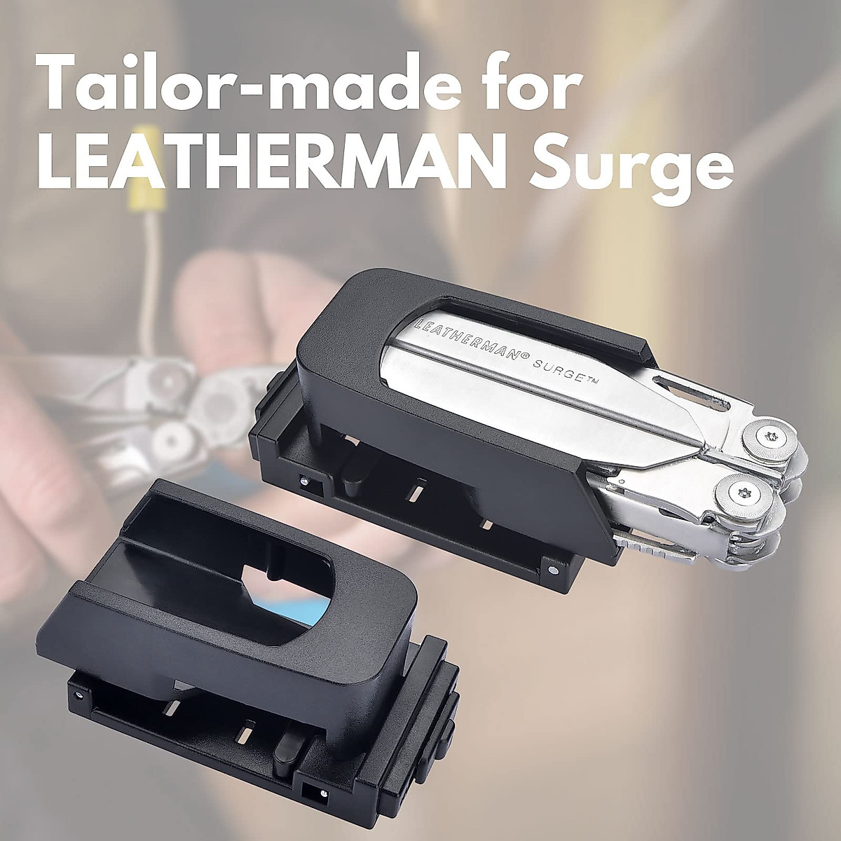 Healvaluefit Heavy Duty Sheath for LEATHERMAN Surge, EDC Belt Holster for Surge, Surge Case with Adjustable and Low-Profile Clip, Accessories for LEATHERMAN Surge