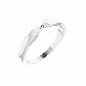 Solid 14k White Gold Twisted Stackable Wedding Anniversary Ring Band (Width = 3.1mm) - Size 6