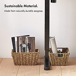 VonHaus Set of 4 Seagrass Storage Baskets with Insert Handles Ideal for Home and Bathroom Organization - 12(L) x 9(W) x 6(H) inches