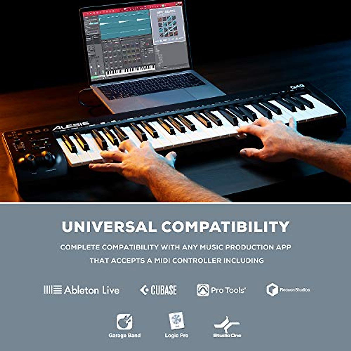 Alesis Q49 MKII - 49 Key USB MIDI Keyboard Controller with Full Size Velocity Sensitive Synth Action Keys and Music Production Software Included