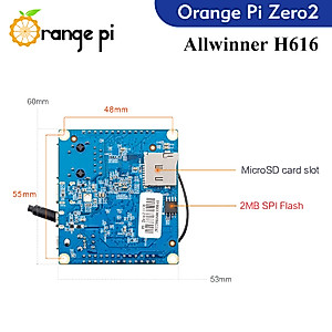 Orange Pi Zero 2 1GB DDR3 Allwinner H616 Quad Core 64 Bit with 2MB SPI Flash, Support WiFi and BT5.0,Gigabit Ethernet, Open Source Single Board Computer Run Android,Ubuntu,Debian(Zero2)