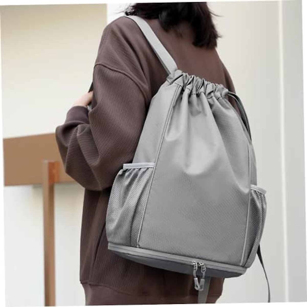 VALICLUD 4pcs travel bag basketball bag Drawstring Bag with Shoes Compartment Sports Backpack gym bag for men shoes organizer Drawstring Sports Bag Men's bag adjustable man nylon