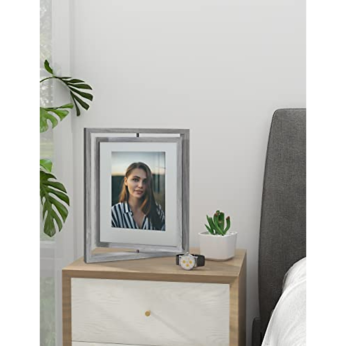 SUMGAR 8x10 𝙋𝙞𝙘𝙩𝙪𝙧𝙚 𝙁𝙧𝙖𝙢𝙚 Gray 𝙍𝙤𝙩𝙖𝙩𝙞𝙣𝙜 Floating Frames Set of 2, Double Sided Picture Frames Wooden Frames for Plants Pressed Flowers Floating Effect Display