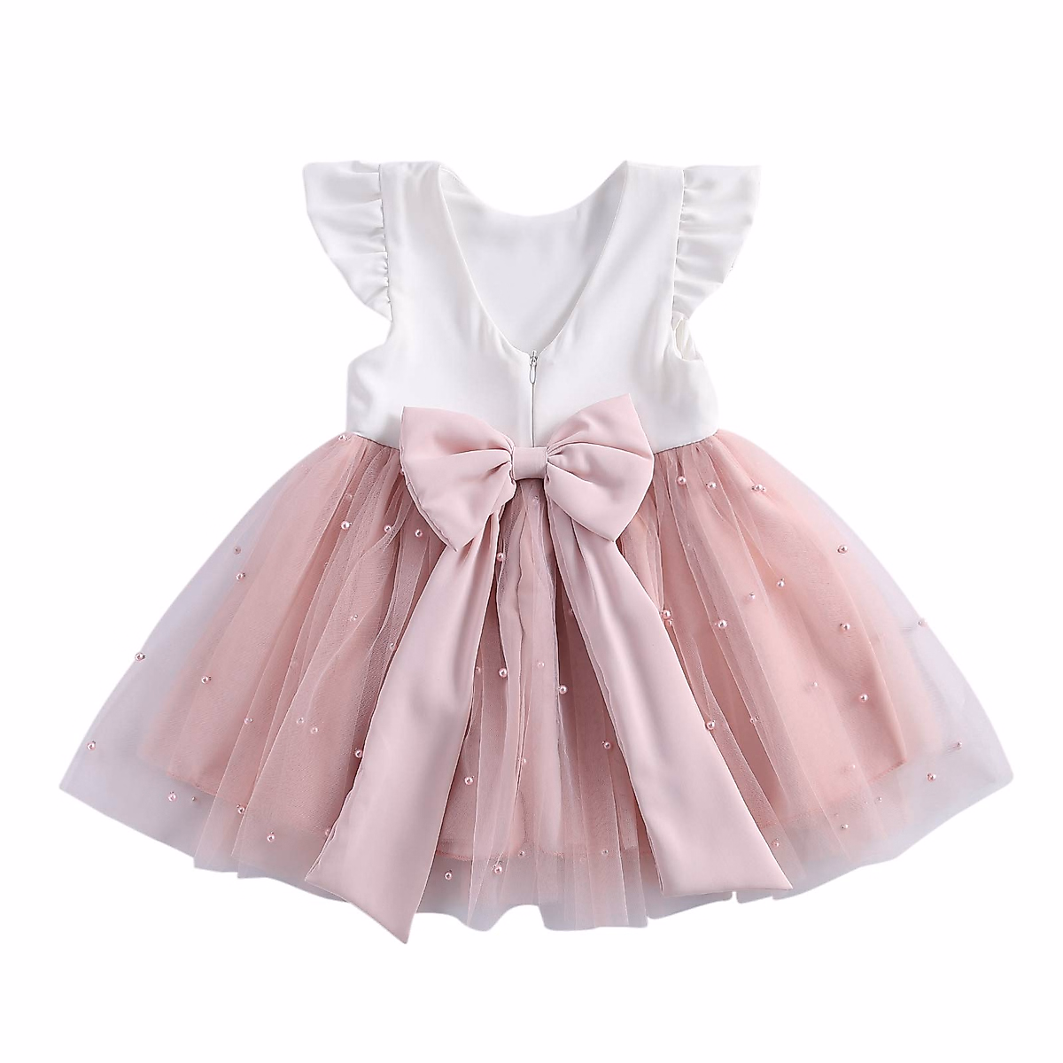 LeSury Baby Girls Tutu Dress Pink Ruffles Sleeveless Toddler Sundress Tulle Dresses Big Bow Princess (Pink, 6-12 M)