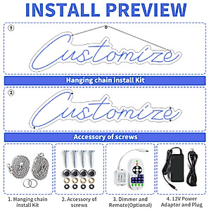 MOLCOVEX Custom LED Neon Signs for Wall Decor Personalized Name Lights for Wedding Bedroom Home Decor Game Room Bar Salon Birthday Party Business Large Logo (2 Lines Optional 18" to 60")