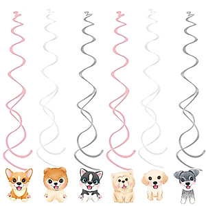 50 Dog Birthday Decorations Including Birthday Banners, Cake Toppers, Cupcake Toppers, Balloons, Swirls For Dog Paw Print Birthday Party Supplies And Baby Shower Decorations