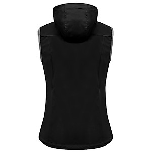 Little Donkey Andy Women's Lightweight Softshell Vest, Hooded Windproof Sleeveless Jacket for Golf Travel Hiking Running Black L