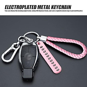 Hawyet 1 PC Car Keychain, Anti-lost Number Card Braided Rope Organizer with Horseshoe Buckle, Universal for Most Cars (Pink)