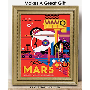 Mars' Space Tourism Astronomy Wall Art: Unique, Boho & Modern Astrology Home Decor for Living Room, Bedroom & Office - Creative Gift Idea for Zodiac, Space, NASA Poster Fans | Unframed Posters 11x14